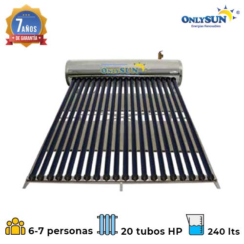 Calentador Solar Onlysun 20 Tubos 240 Litros Alta Presión | LedsBeSolar