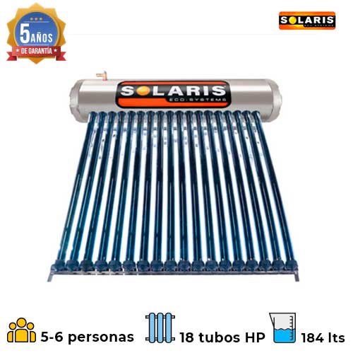 Calentador Solar Solaris Presurizado 18 Tubos 184 Litros | LedsBeSolar
