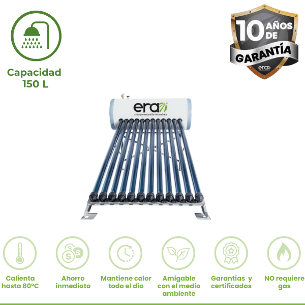 Calentador Solar Era 12 Tubos Alta Presión - 10 años de garantia
