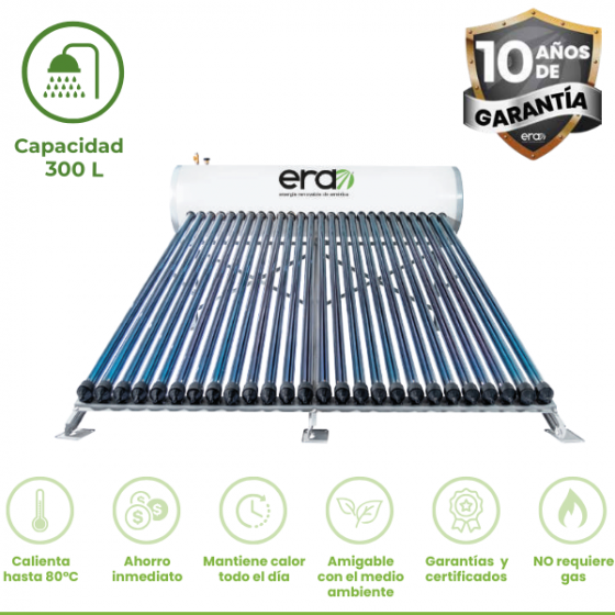 Calentador Solar Era 26 Tubos Alta presión - 10 años de garantía