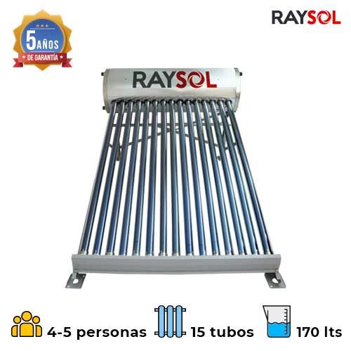 Calentador Solar Raysol 15 Tubos Baja Presión 170 Litros | LedsBeSolar