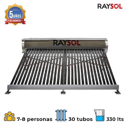Calentador Solar Raysol 30 Tubos Baja Presión 330 Litros | LedsBeSolar