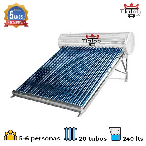 Calentador Solar Tlaloc 20 Tubos Baja Presión 240 Litros | LedsBeSolar