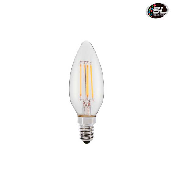 Foco LED 4W tipo Vela Base E14 Transparente | LedsBeSolar